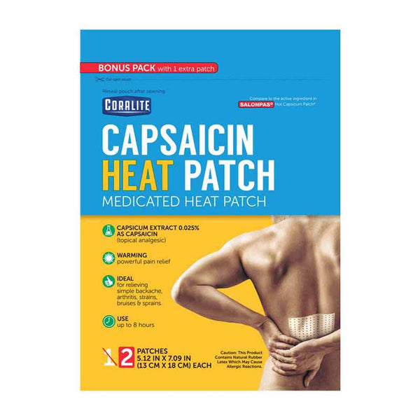 Coralite Pain Relief Capsaicin Heat Patch 2X – Baillie & Lewis Pharmacy