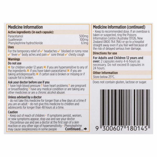 CODRAL Cold&Flu +Mucus Cough Cap 48s – Baillie & Lewis Pharmacy