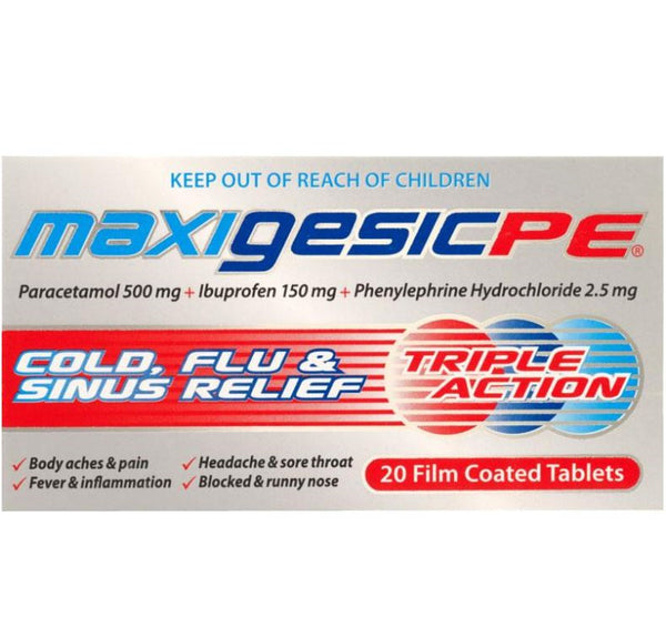 MAXIGESIC PE Cold Flu&Sinus Relf 20s – Baillie & Lewis Pharmacy
